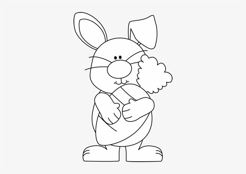Download Black And White Bunny With A Giant Carrot Clip Art - Easter ...
