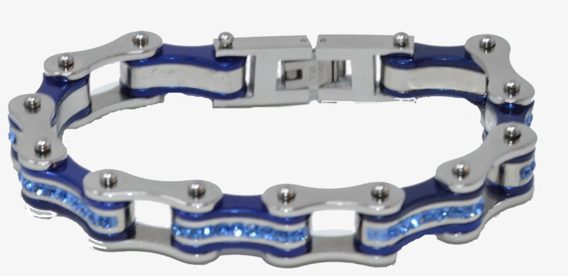 Vj1110 Two Tone Silver And Candy Blue Bike Chain Bracelet - Bicycle PNG ...