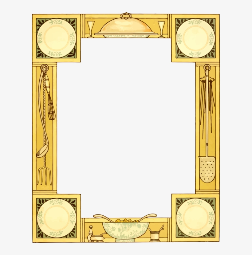 Picture Frames Kitchen Cartoon Tableware Mirror - Kitchen Frame Png PNG ...