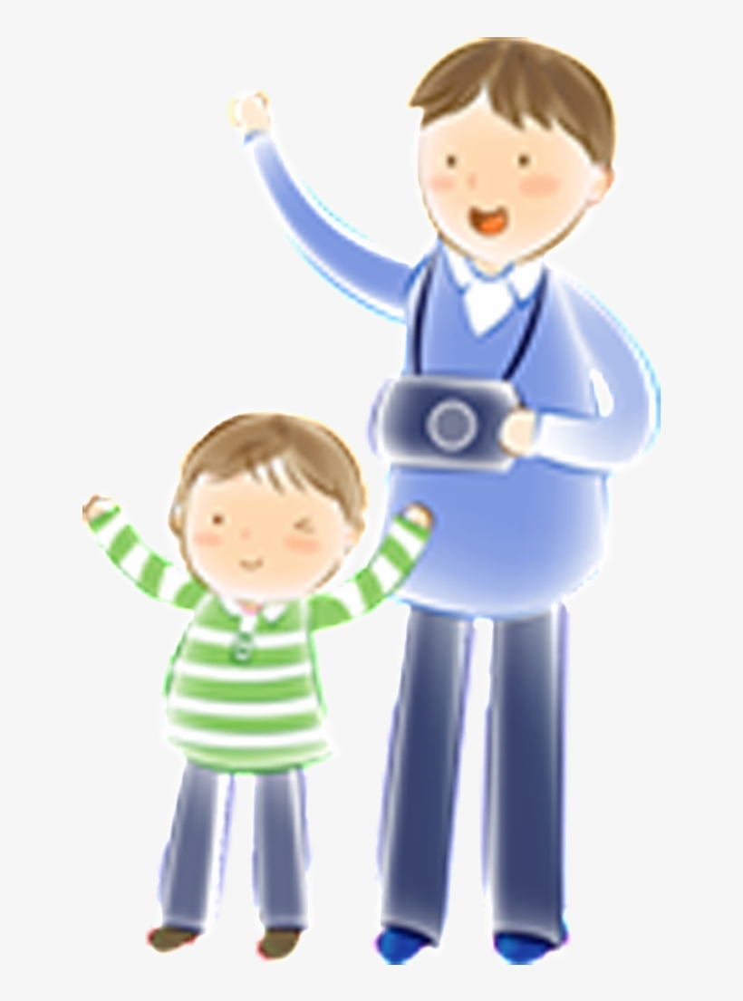 An Illustrator For A Beautiful Cartoon Father And Son - Cartoon PNG ...
