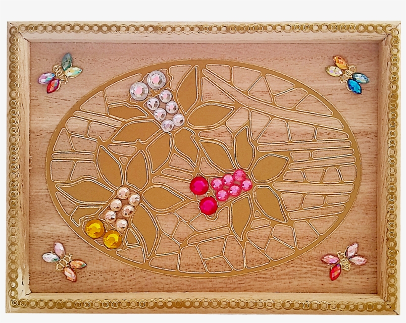 Large Golden Flower Sticker With Awesome Coloured Rhinestones - Motif ...