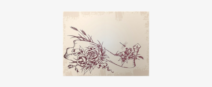 Download Banner With Roses | Transparent PNG Download | SeekPNG