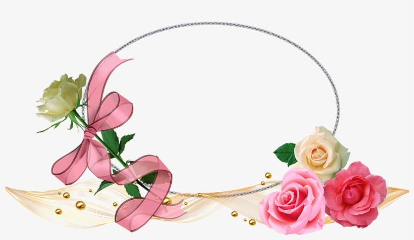Framework, Frame, Flowers, Roses, Wave, Ribbon, Oval - Pink Rose Heart ...