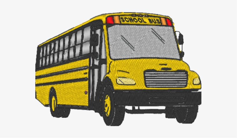 Embroidered Front & Side View School Bus - School PNG Image ...