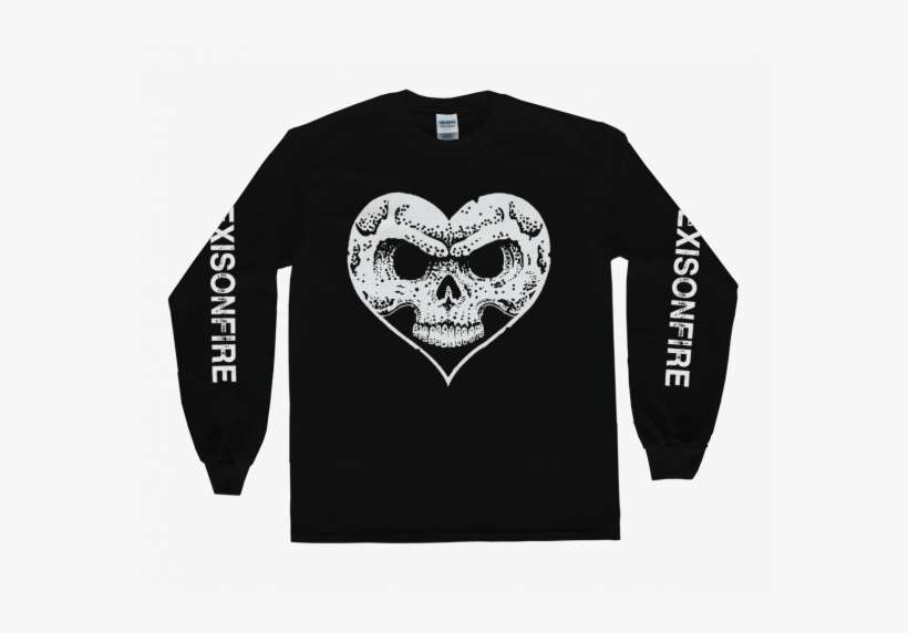 White On Black Heart Skull Longsleeve - Alexisonfire Shirt PNG Image ...