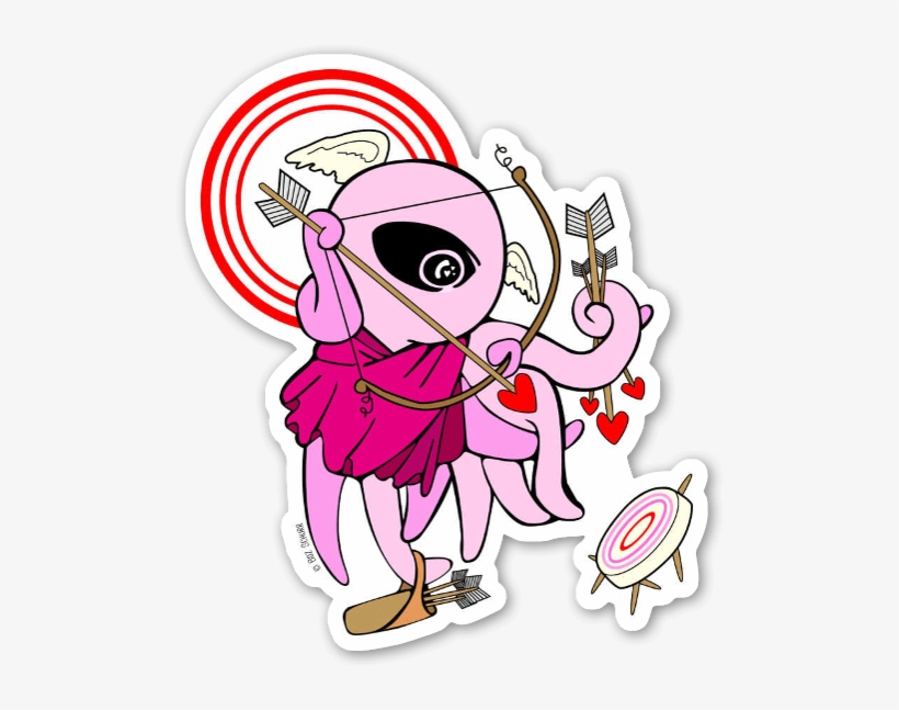 Red Cupid Squid Sticker PNG Image | Transparent PNG Free Download on ...