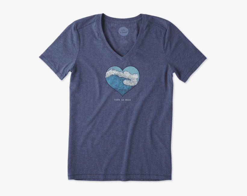 Women's Ocean Heart Wave Cool Vee - Life Is Good PNG Image ...