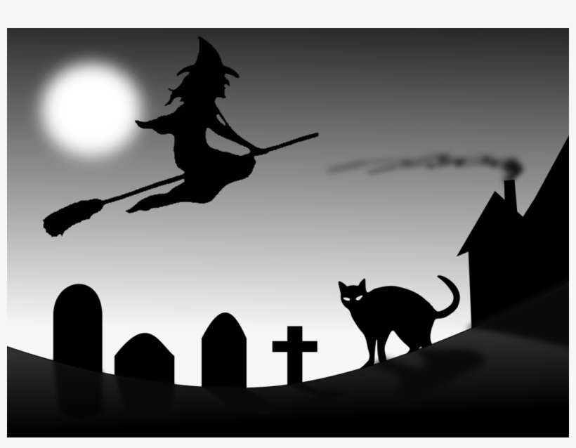 Cemetery Grave Headstone Halloween Download - Witch Riding On A Broom ...