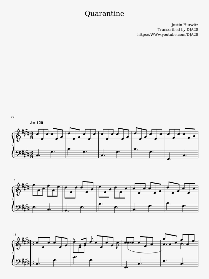 Justin Hurwitz Quarantine Sheet Music PNG Image | Transparent PNG Free ...