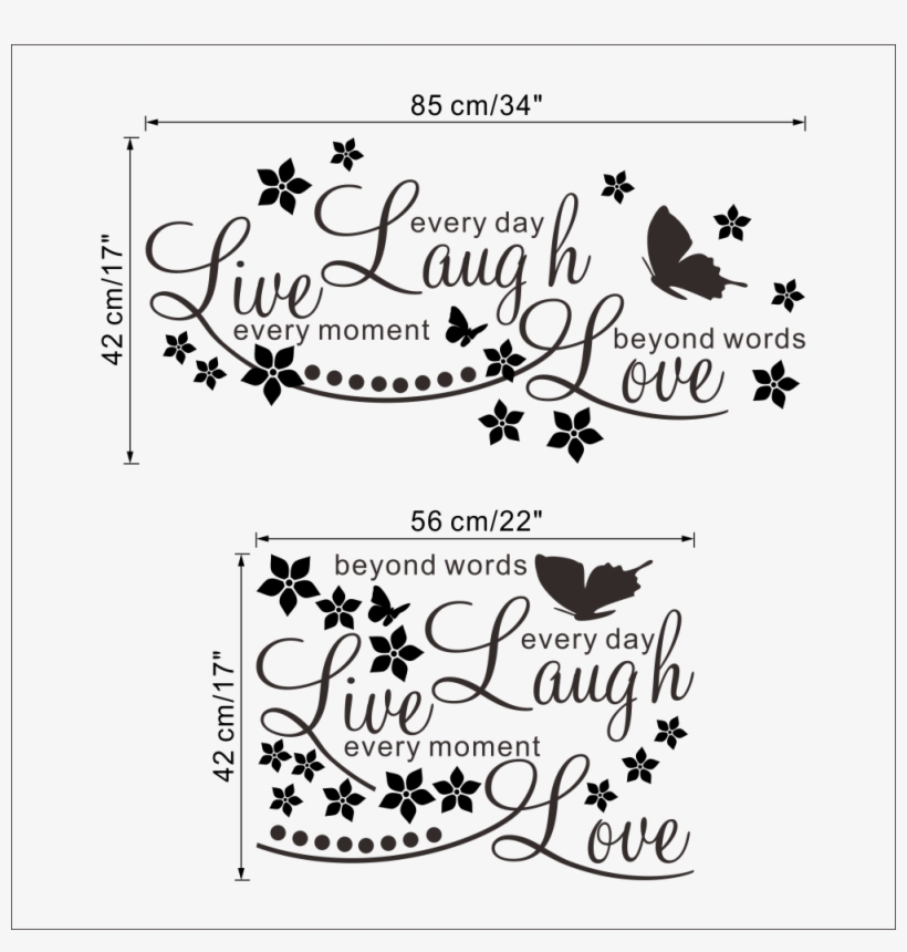 Live Laugh Love Butterfly Star Wall Stickers Decals - Trading Phrases ...