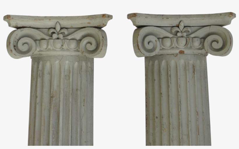 Pair Of Architectural Ionic Fluted Columns With Fleur - Architecture ...