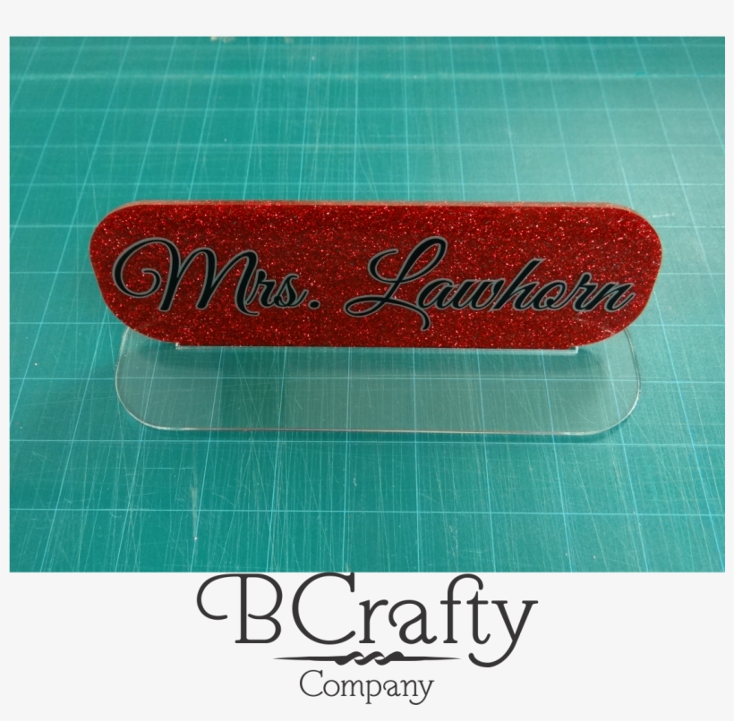Download Acrylic Blank Desk Name Plate Red Glitter - Calligraphy ...