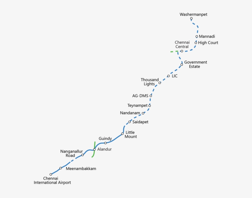 Chennai Metro - Blue Line - Metro Route Blue Line PNG Image ...
