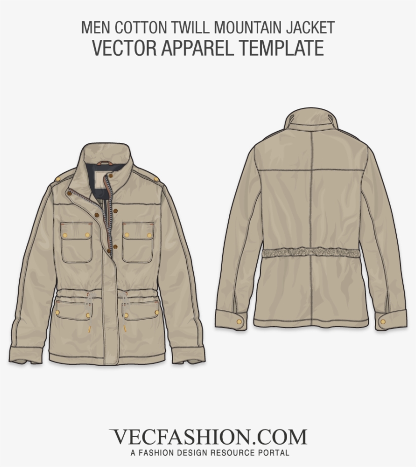 Download Men Cotton Twill Mountain Jacket Vector Template - Mens ...
