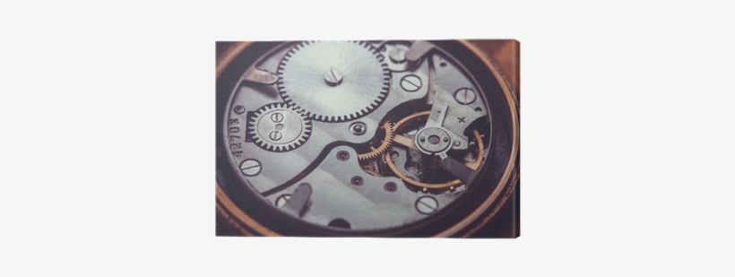 Close-up Of Old Clock Watch Mechanism Canvas Print - Clock PNG Image ...