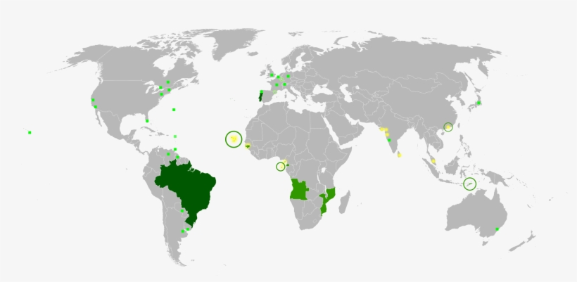 Map Of The Portuguese Language In The World - Portuguese Spoken PNG ...