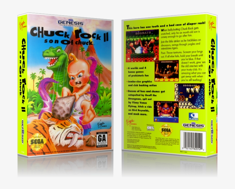 Sega Genesis Chuck Rock Ii Sega Megadrive Replacement - Chuck Rock Ii ...