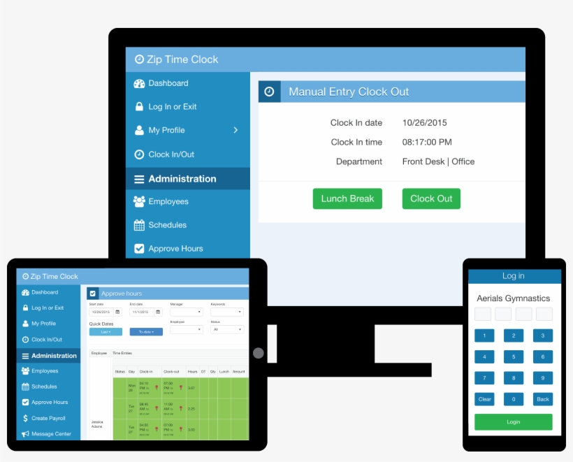 Zip Time Clock Is For Desktop And Mobile - Clock PNG Image ...