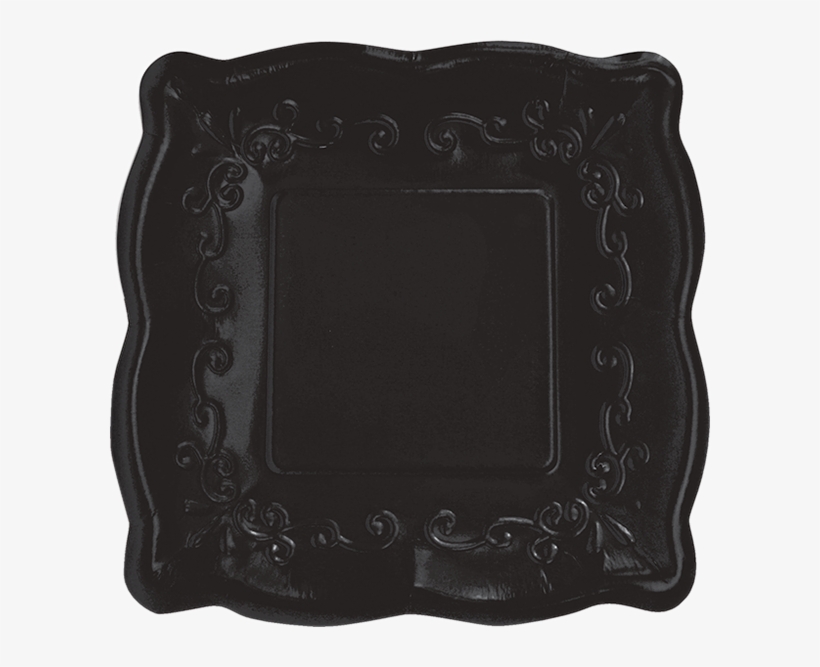 Download Black Square Plate With Embossed Scalloped Edges - Plate ...