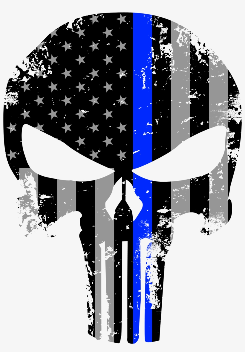 Tattered Inch Subdued Us Flag Punisher Skull Reflective - Punisher Blue ...