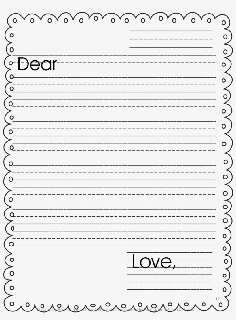 Primary Letter Writing Paper Printable Lined Paper With Border PNG 