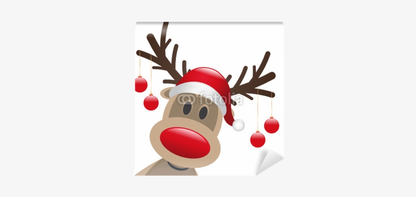Rudolph Reindeer Red Nose Christmas Balls Wall Mural - Christmas Rudolf ...