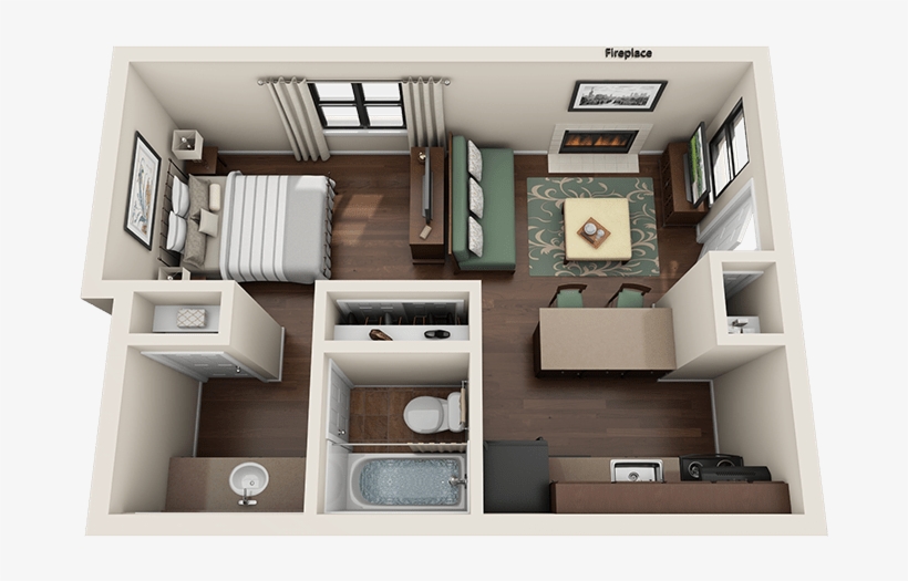 Open Studio Apartment In Salt Lake City - Seven65 Lofts PNG Image ...