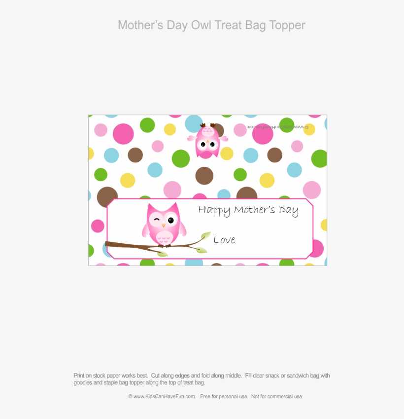 Mother's Day Owl Treat Bag Topper - Mothers Day Owls Png PNG Image ...
