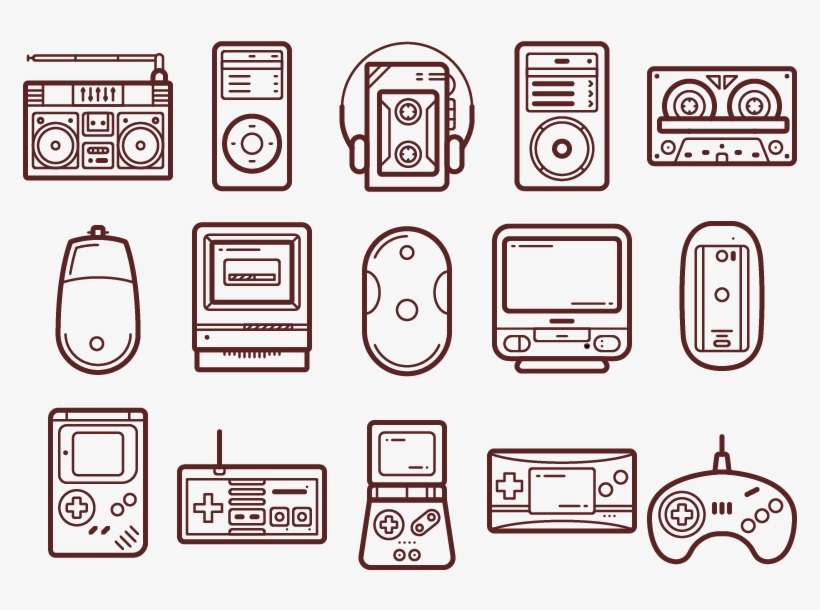 Retro Technology Icons Illustration Gadgets Technology PNG Image ...