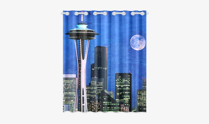 Seattle Space Needle Watercolor New Window Curtain - Blue Seattle Blue ...