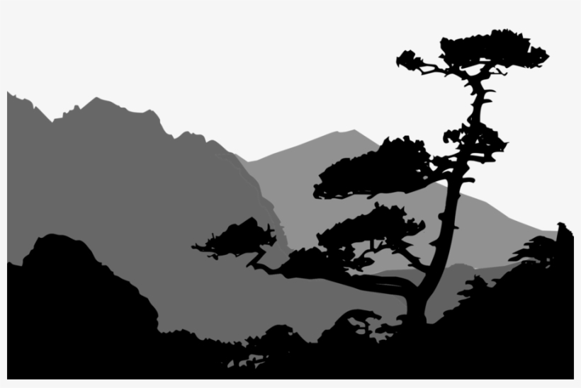 Mountain Trees Outline