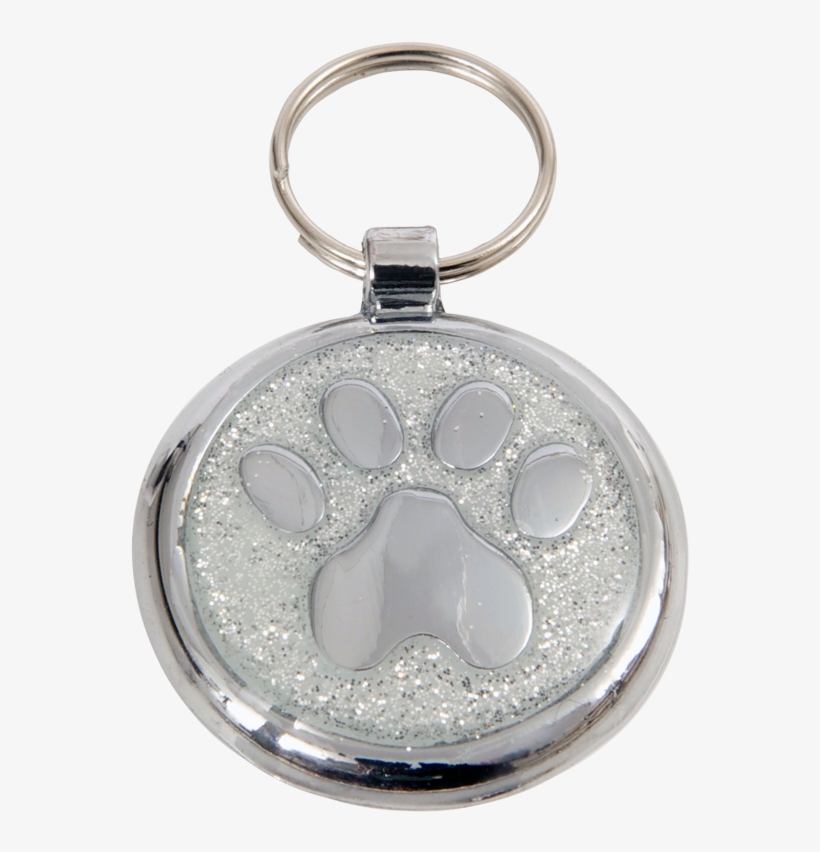 Luxury Designer Dog Tag Glitter Silver Sparkle Paw - Pet Tag PNG Image ...