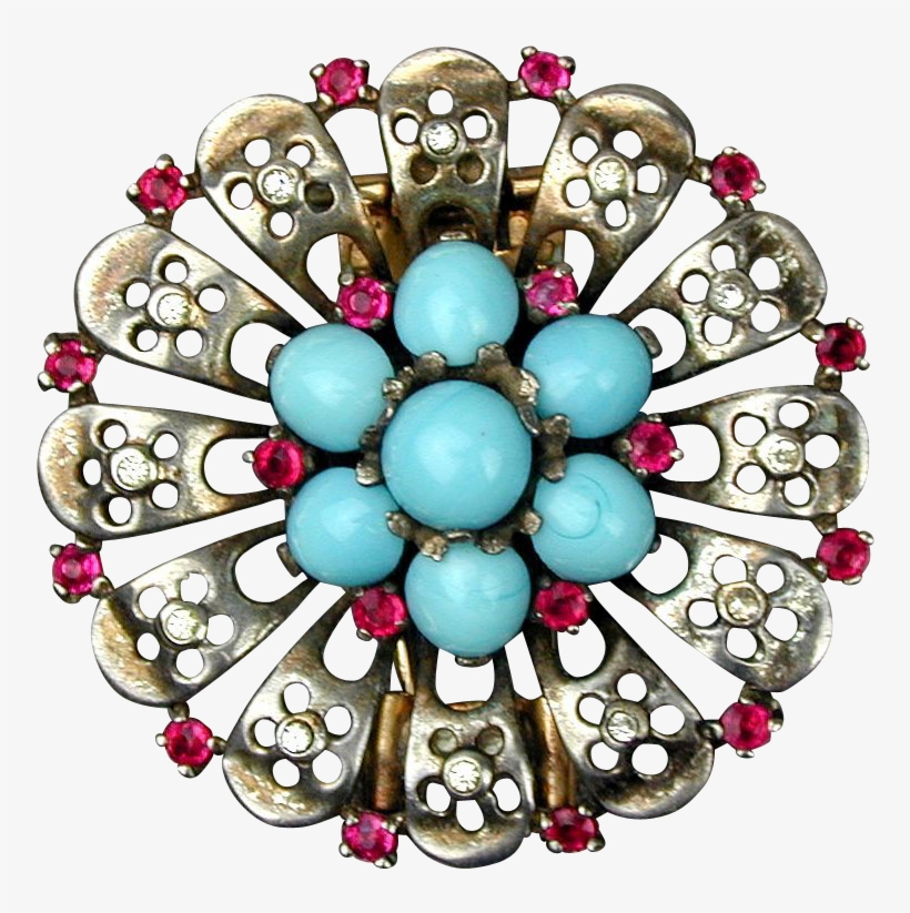 This 1946 Sterling Silver Flower Clip Pin Was Designed - Jewellery PNG ...