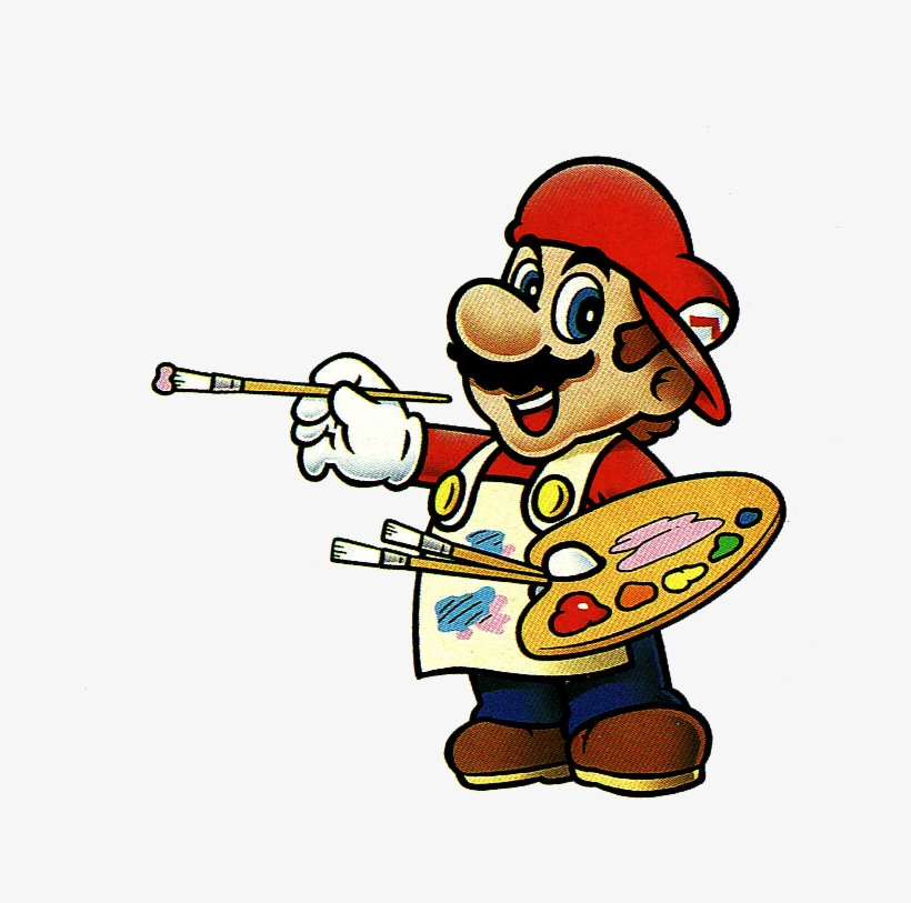 Painter Mario - Mario Paint Mario PNG Image | Transparent PNG Free ...