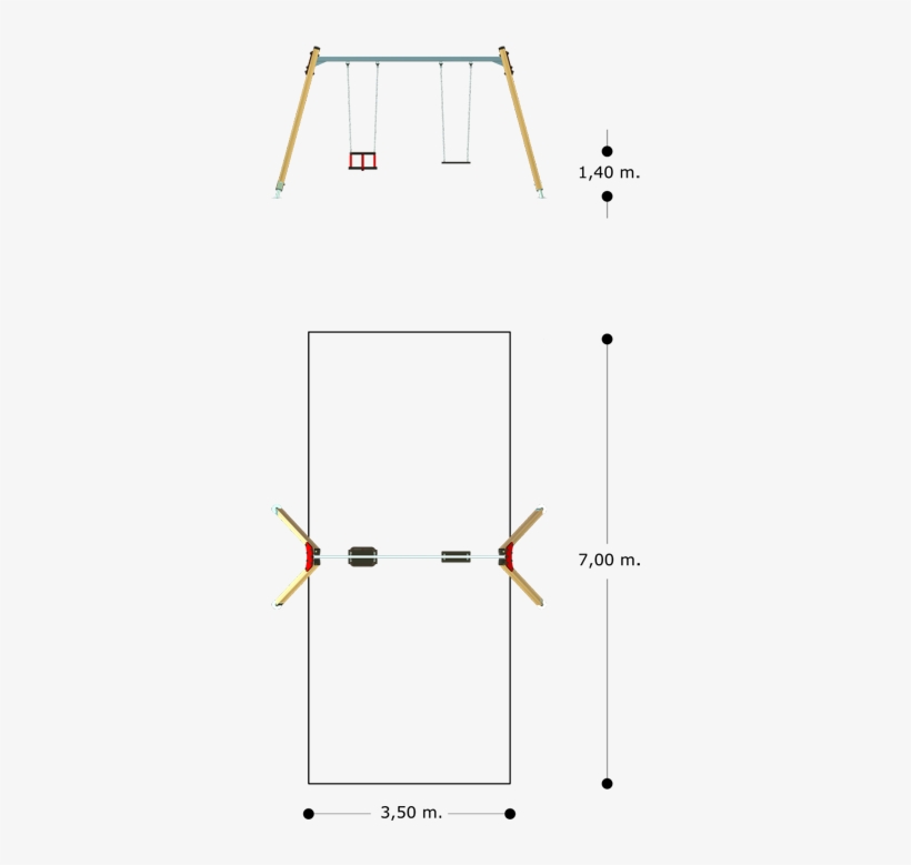 Download Vistas Alzado Y Planta, Columpio 1 Asiento Plano,1 - Diagram ...