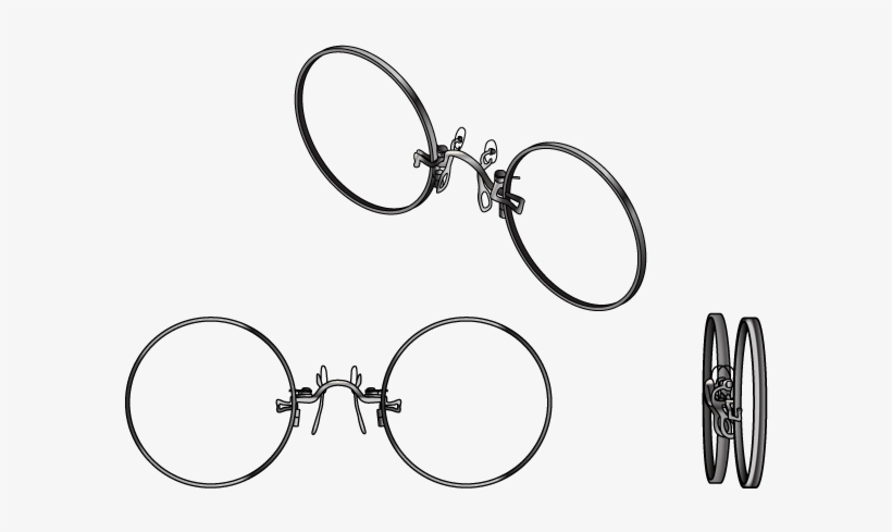 Three Views Of Pince Nez Frames - Pince Nez Modern PNG Image ...