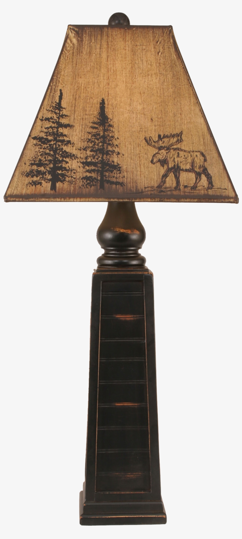 Distressed Black Pyramid Table Lamp W/ Moose Shade - Pyramid Table Lamp ...