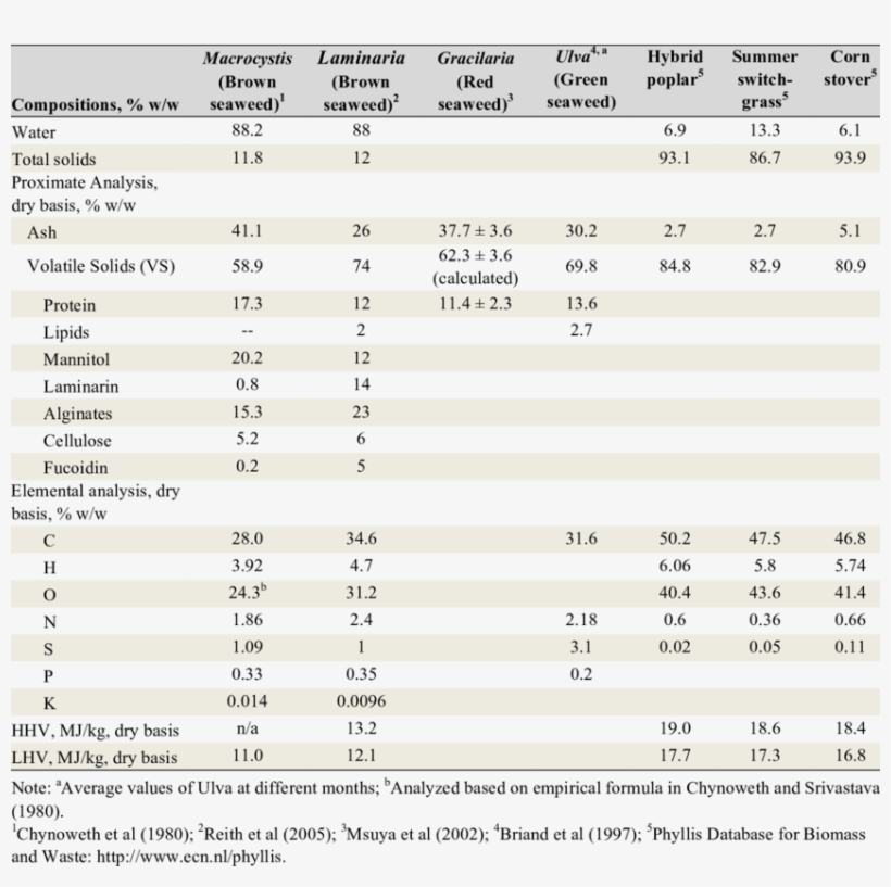 Composition Of Different Seaweed Species And Selected - Species PNG ...