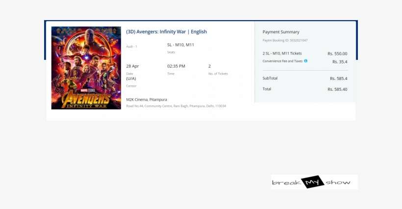 [sold Out] - Infinity War Pvr Tickets PNG Image | Transparent PNG Free ...