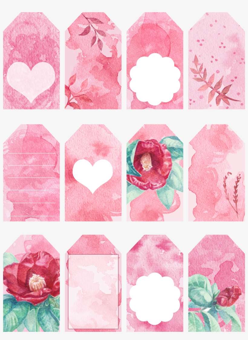 Floral Gift Tags Printable - Heart PNG Image | Transparent PNG Free ...
