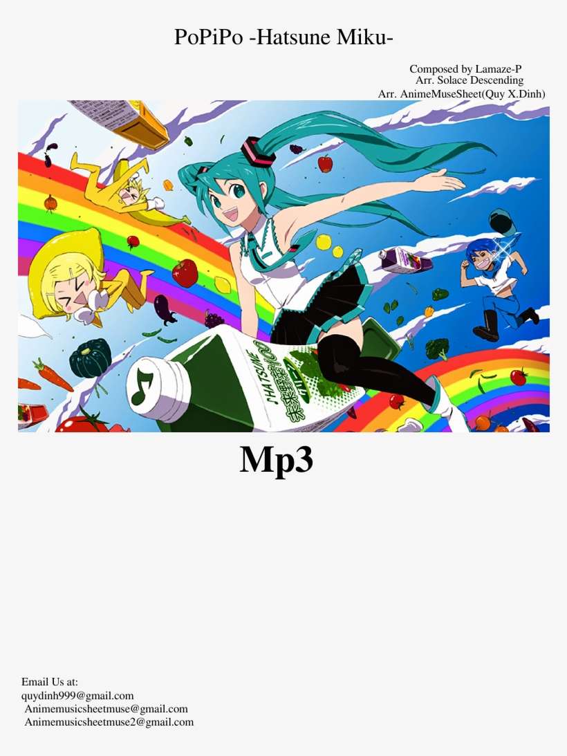 Popipo Hatsune Miku Sheet Music Composed By Composed - Po Pi Po PNG ...