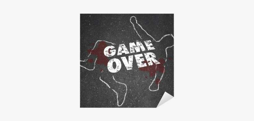 Game Over Body Chalk Outline Dead Person Sticker • - Poster PNG Image ...