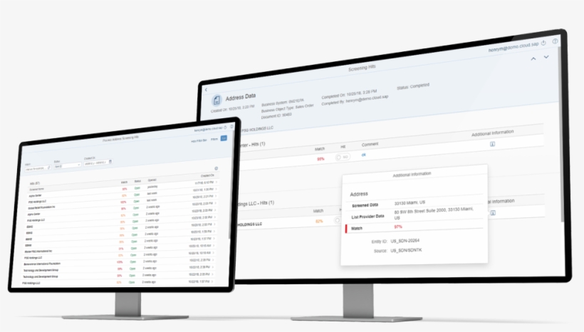Sap Watch List Screening Software On A Monitor - Computer Monitor PNG ...