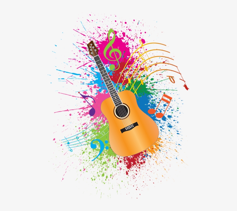Guitar Paint Splatter Abstract Illustration Greeting - Splash Paint ...