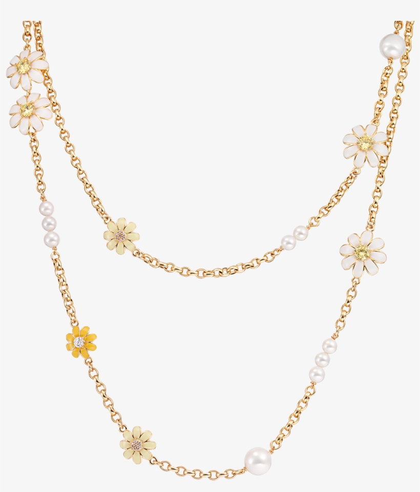 Daisy Chain Pearl Necklace Yellow - Necklace PNG Image | Transparent ...