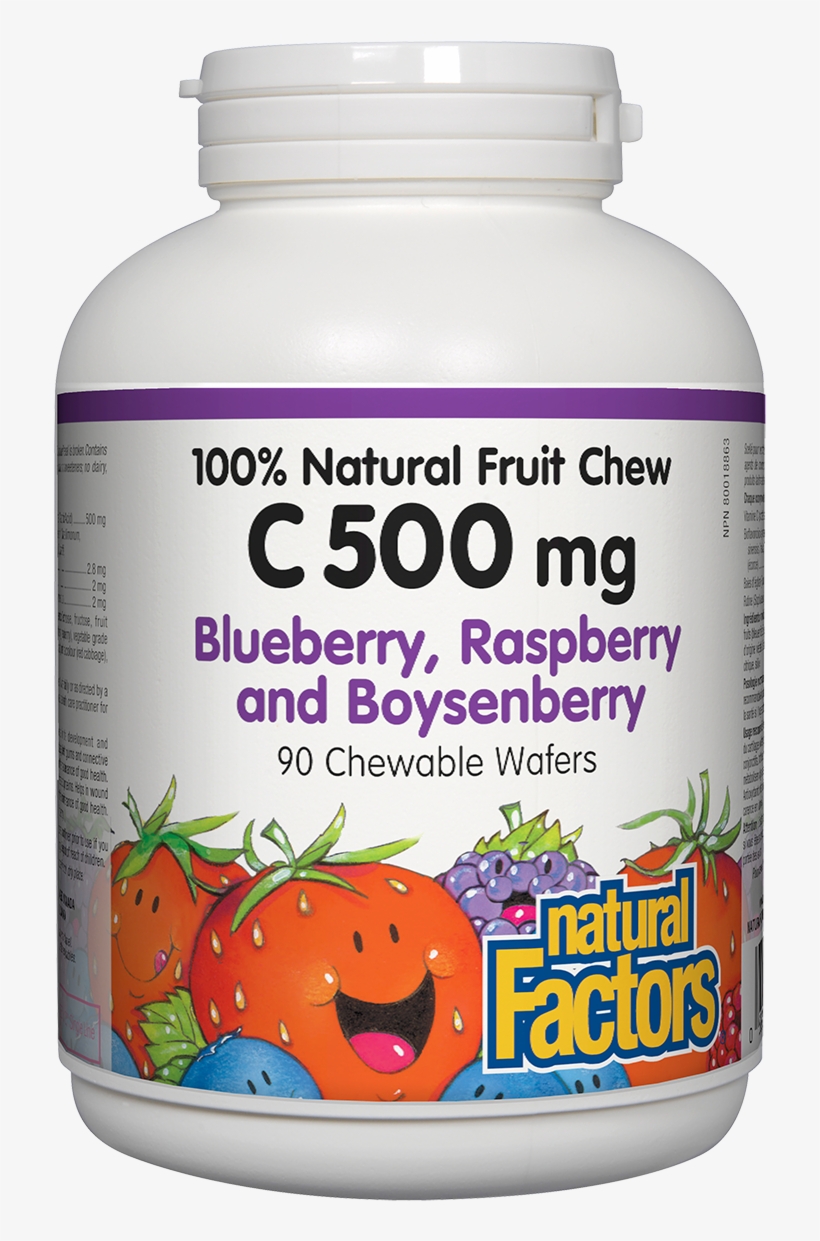 Vitamin C Blue Raspberry, 90 Chewables - Natural Factors C 500 Mg ...