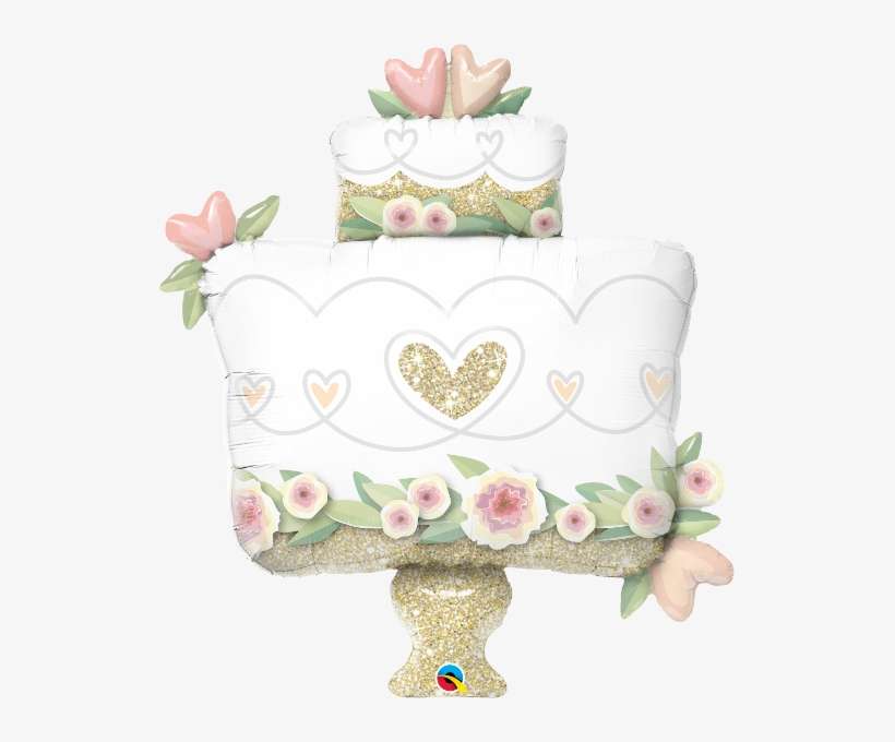 Glitter Gold Wedding Cake Balloon - Qualatex 57377 PNG Image ...