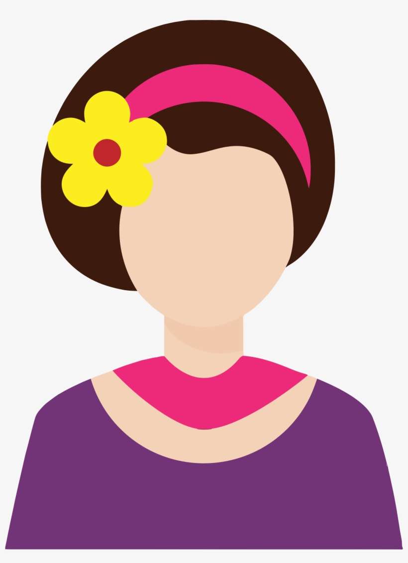 Female Avatar With Flower In Hair Image Transparent - Illustration PNG ...