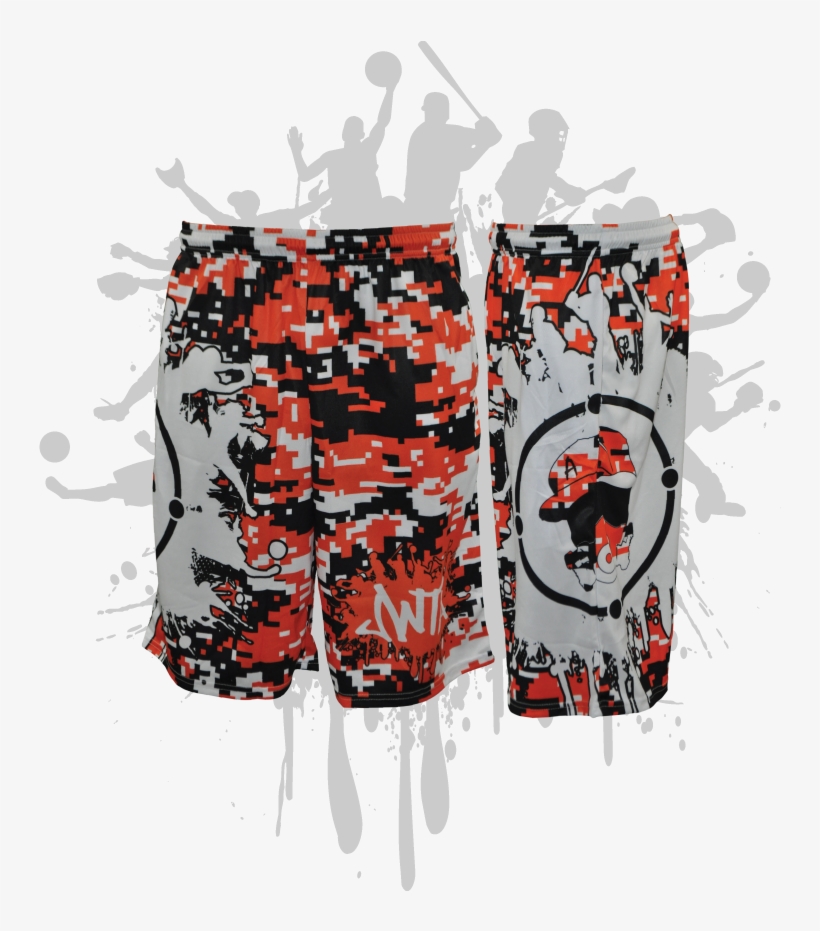 Splatter Splash Digital Camo Mens Full Dye Shorts Orange/black/white ...