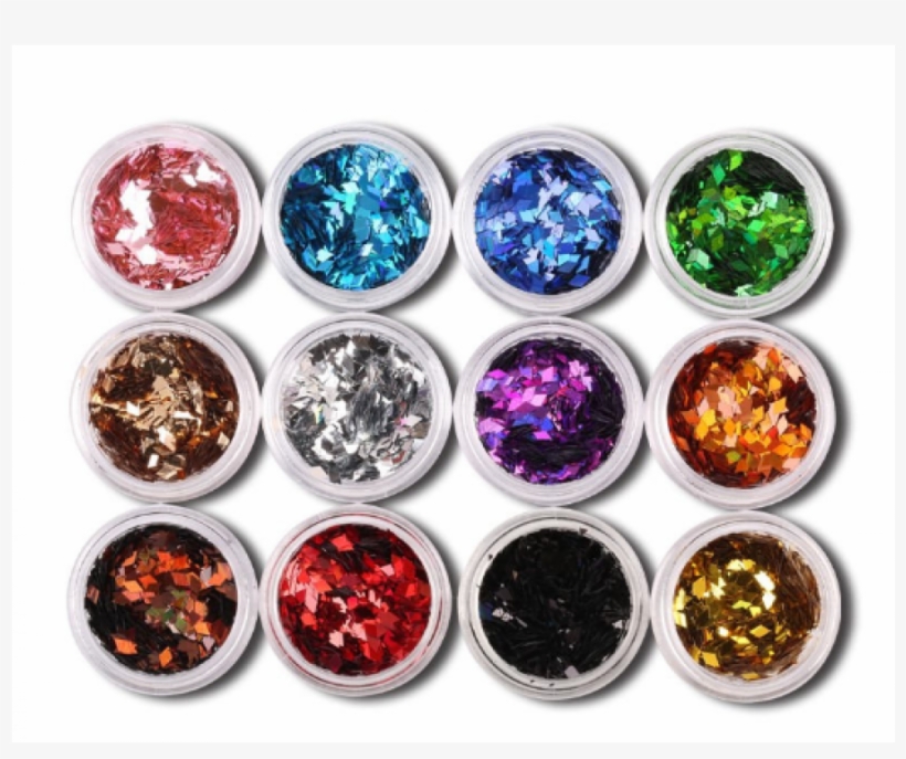 12 Colors 3d Rhombus Shape Glitter Acrylic Nail Art - Cupcake Box ...